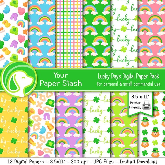 Printable St. Patrick's Day Digital Papers Leprechaun | Etsy