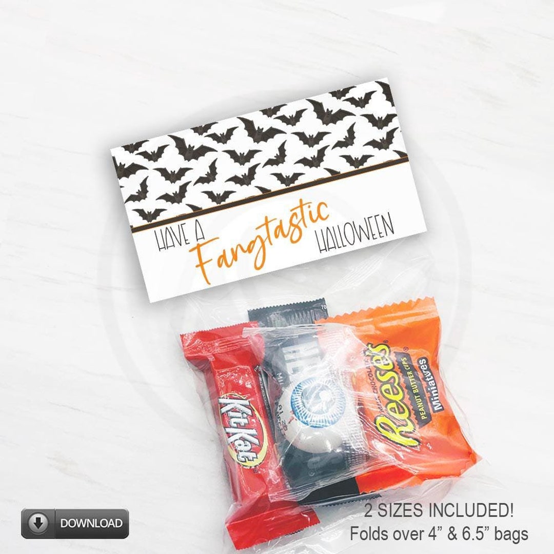 Printable Halloween Fangtastic Treat Bag Toppers, Spooky Halloween Bat ...