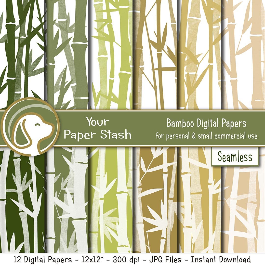 Bamboo Digital Paper, Bamboo Scrapbook Paper, Bamboo Backgrounds ...