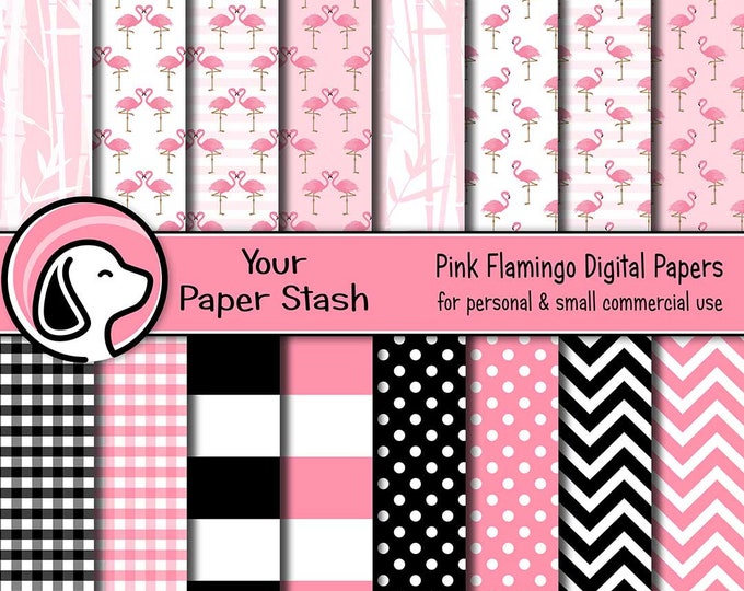 Flamingo Digital Paper: flamingos Birds in Pink, Teal, Coral, Feathers ...