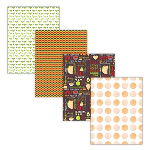 Taco Tuesday Digital Paper Backgrounds With Tacos Chips Salsa Chevron ...