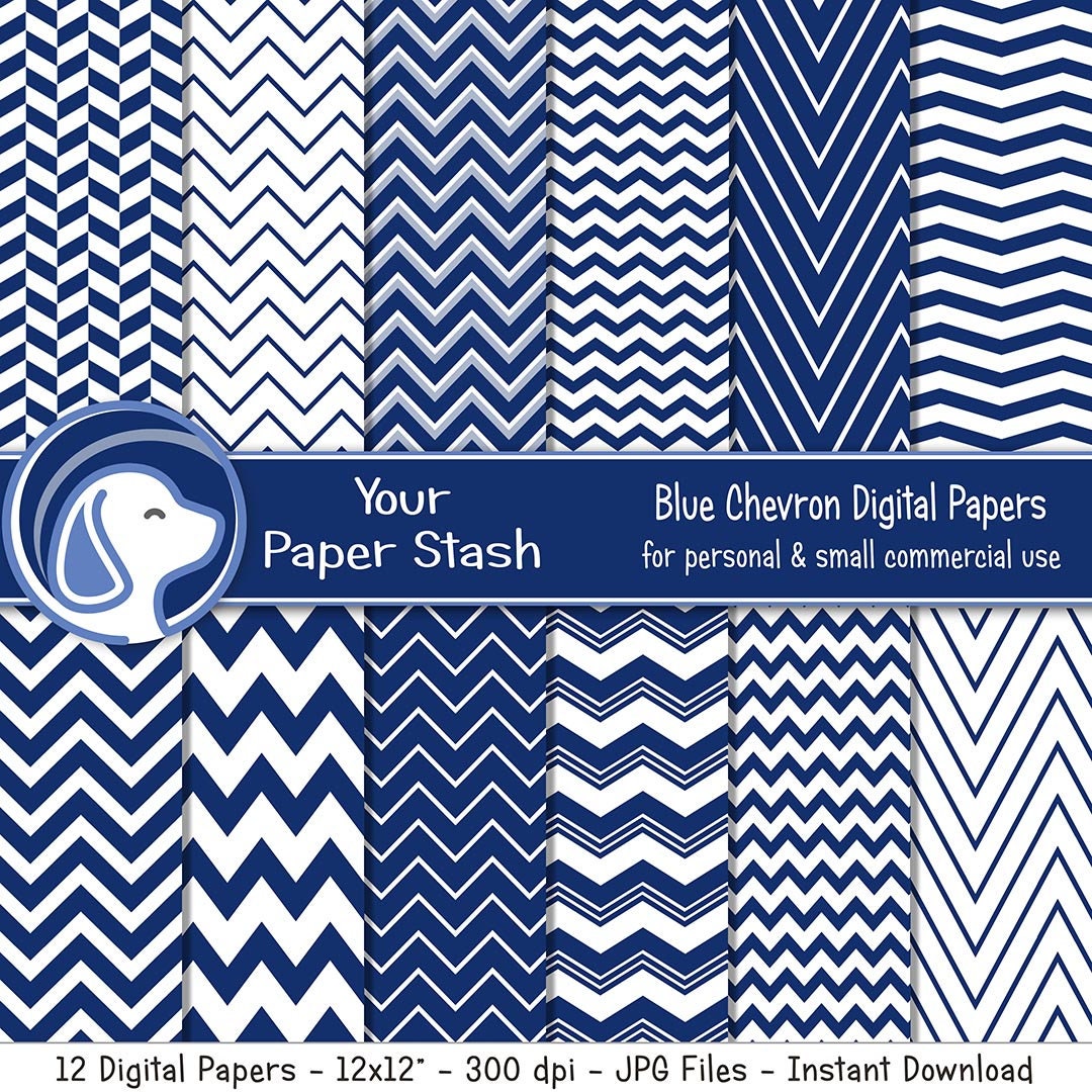 Blue Chevron Digital Paper Pack for Boy Birthday Scrapbook Pages ...