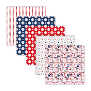 Seamless Baseball Digital Scrapbook Paper, Red Navy Blue Baseball ...