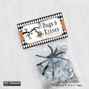 Halloween Bugs and Kisses Treat and Favor Bag Toppers, Halloween Spider ...