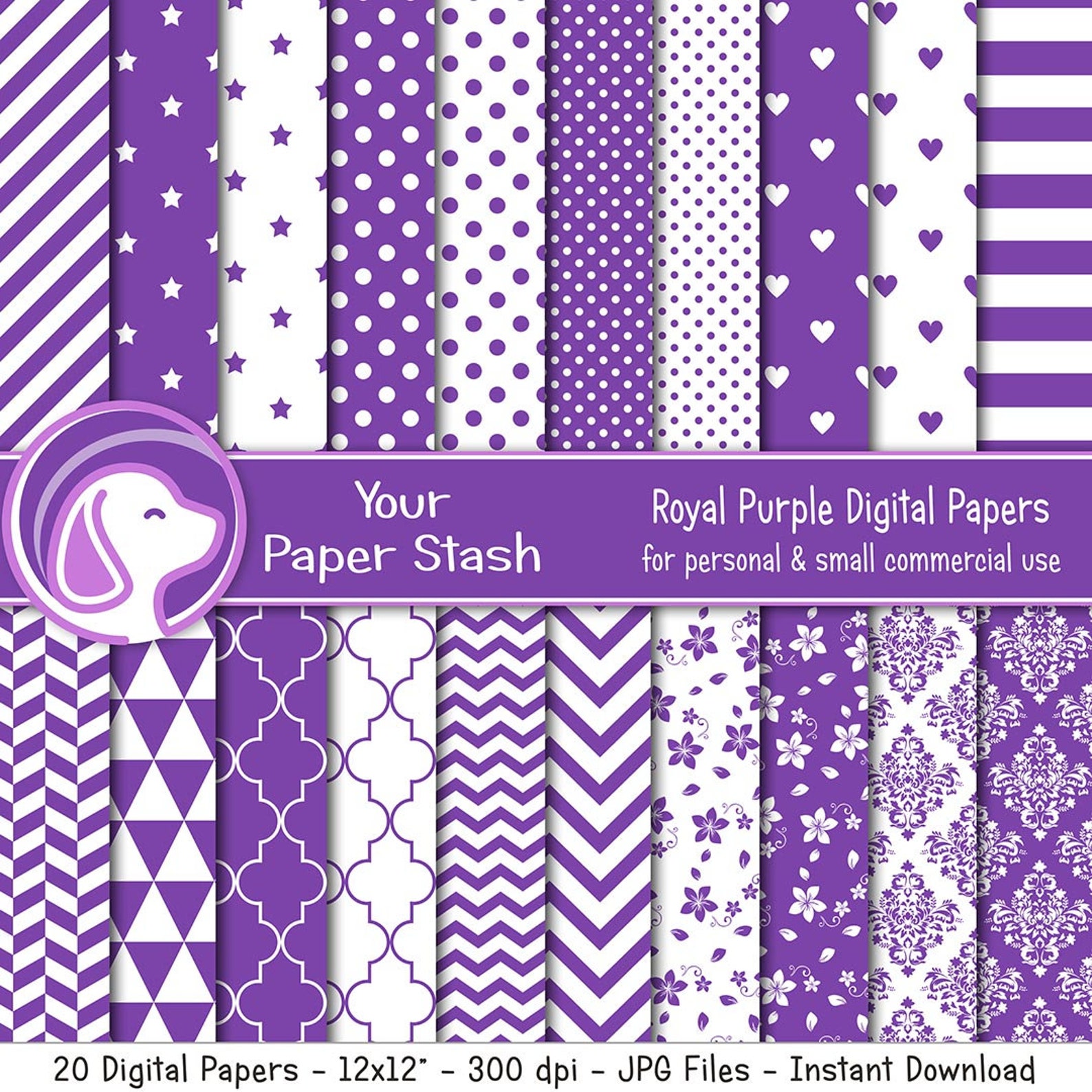 Purple Digital Scrapbook Papers & Backgrounds Papers - Etsy