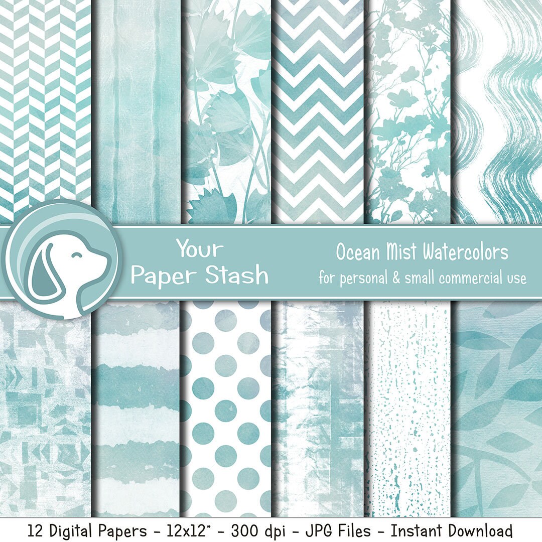 Watercolor Digital Papers W/ Floral Stripe & Polka Dot Patterns ...