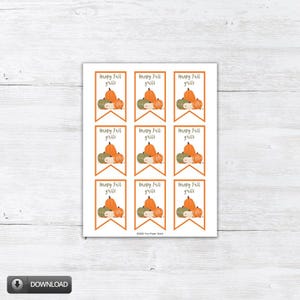 Fall Gift Tags With Pumpkins and Leaves, Printable Happy Fall Gift Tags ...