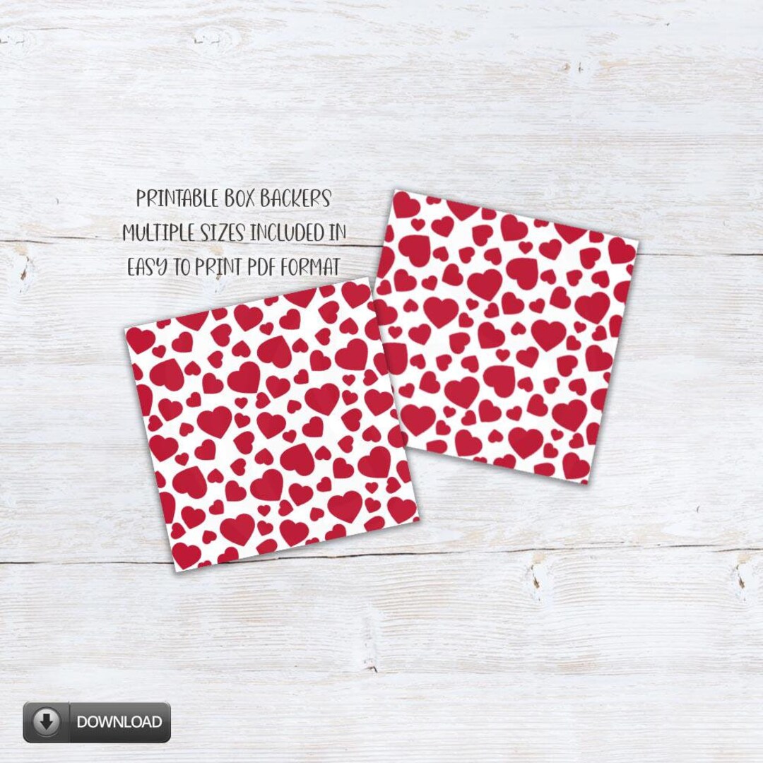 Printable Valentine's Day Heart Box Backer Bundle, Valentine Cookie Box ...