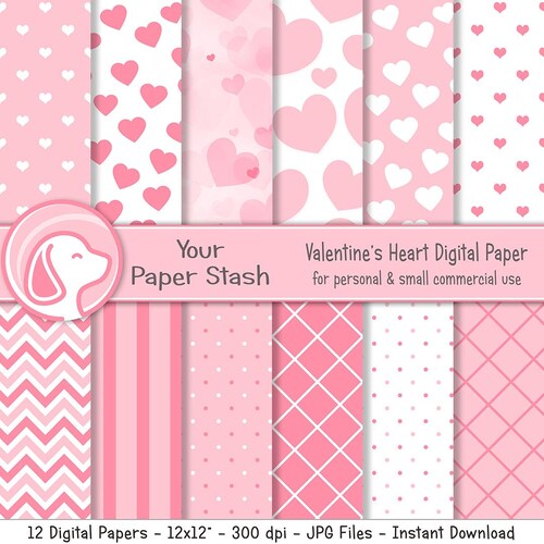 Valentine Digital Paper Valentine's Day Scrapbook Papers - Etsy