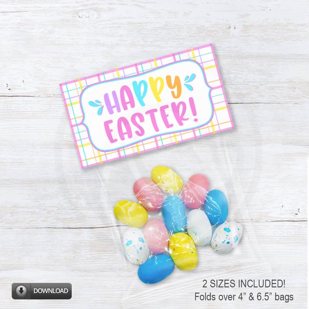 Printable Happy Easter Treat Bag Toppers, Easter Candy Cookie Bag ...