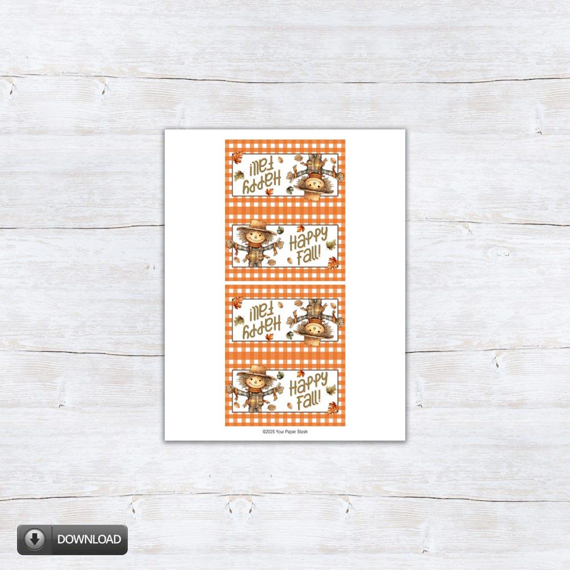 Printable Happy Fall Scarecrow Treat Bag Toppers, Thanksgiving and ...