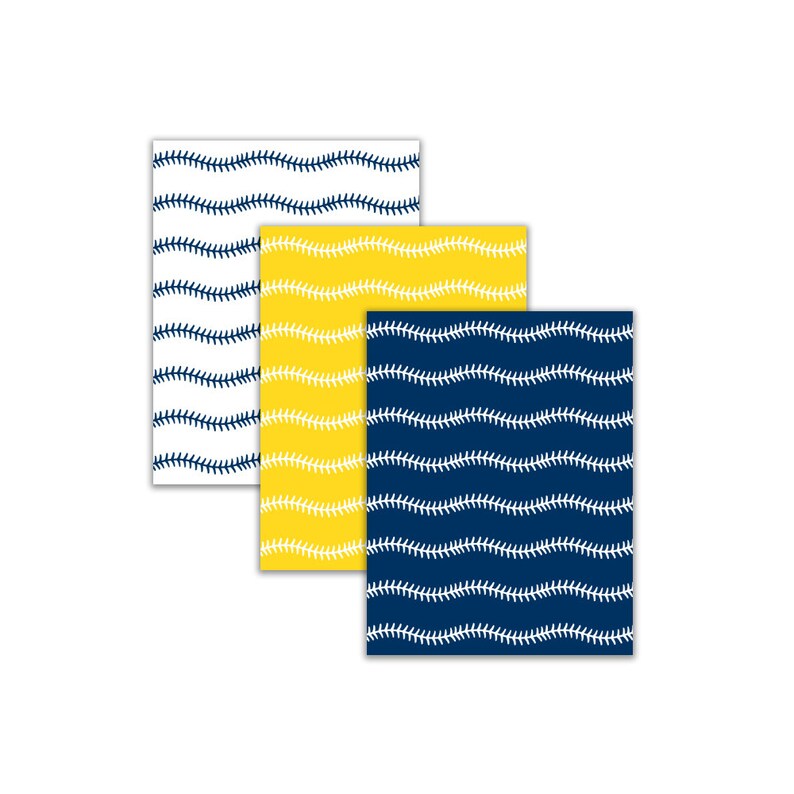 Baseball Digital Paper Pack 8.5x11, Navy Blue Yellow Sports Scrapbook ...