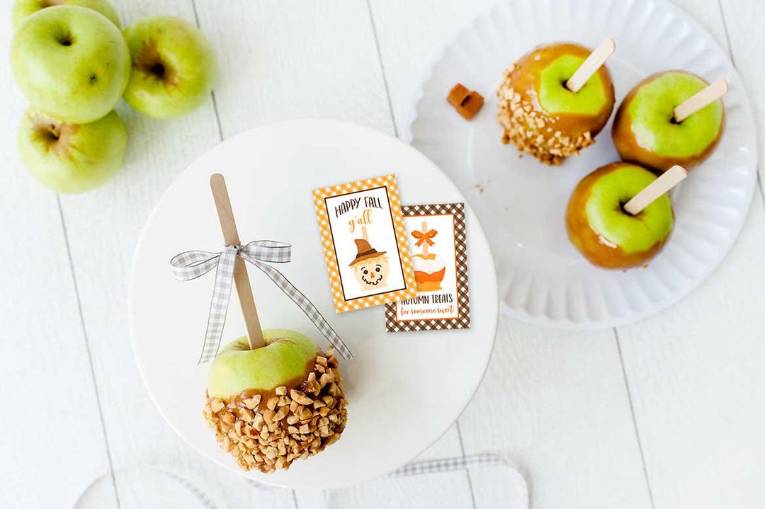 Caramel Apple Printable Gift Tags for Autumn Weddings, Thanksgiving ...