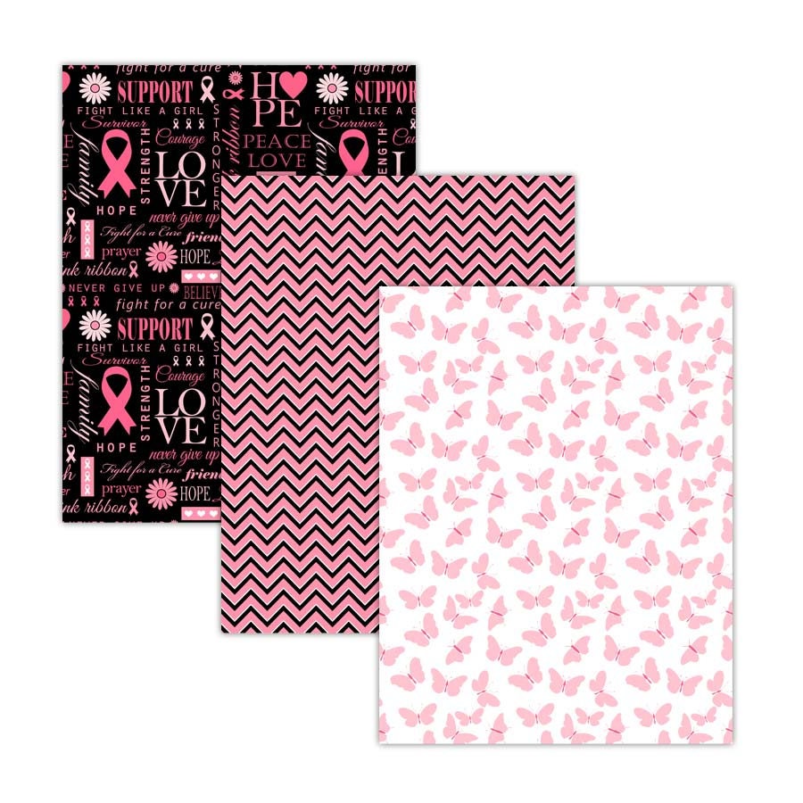 Breast Cancer Awareness Digital Papers, Pink Hope Ribbon Backgrounds, 8 ...