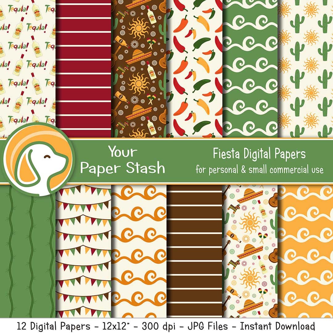 Cinco De Mayo Fiesta Digital Paper, Mexican Vacation Digital Paper ...
