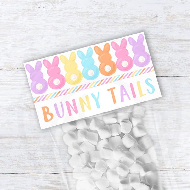Easter Bunny Tails Printable Bag Toppers, Kid's Easter Party Favor Bags ...