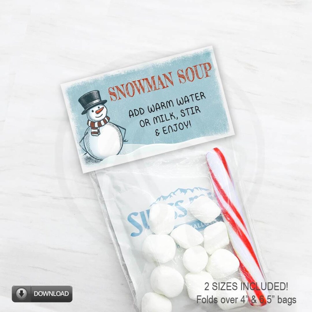 Snowman Soup Bag Toppers for Christmas & Winter Holiday Party Favors ...