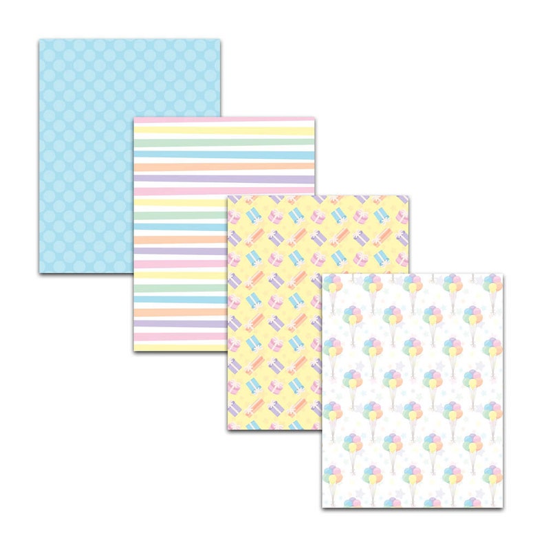 8.5x11" Birthday Digital Scrapbook Papers, Printable Birthday Paper ...