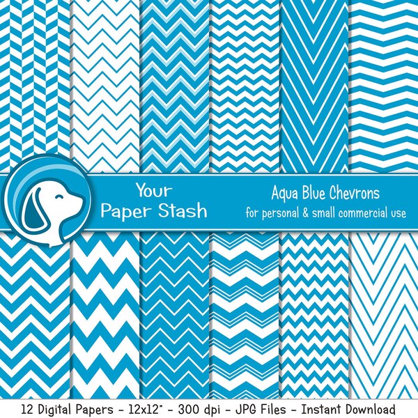 Aqua Blue Chevron - Etsy