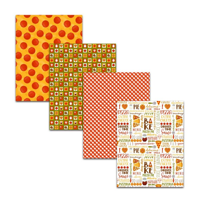 Printable Pizza Digital Paper Pack Pizza Party Pepperoni | Etsy