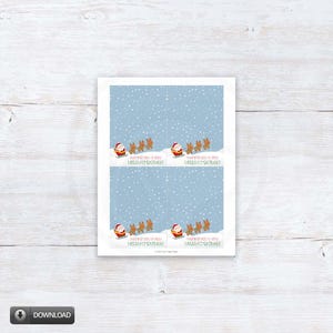 Santa and Reindeer Printable Mini Cookie Card, Merry Christmas Santa ...