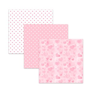 Pink Heart Valentine's Day Digital Papers for Birthday Baby Shower ...