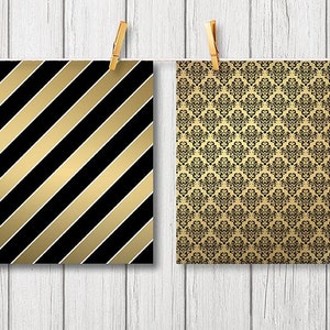 Black & Gold Digital Paper Pack for New Years Eve Scrapbook Pages ...