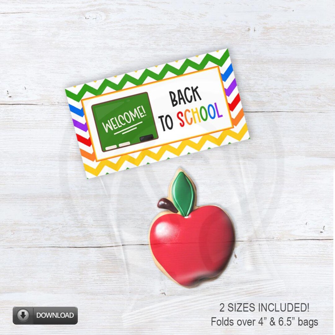 Welcome Back to School Treat Bag Topper, Printable Chalkboard Cookie ...