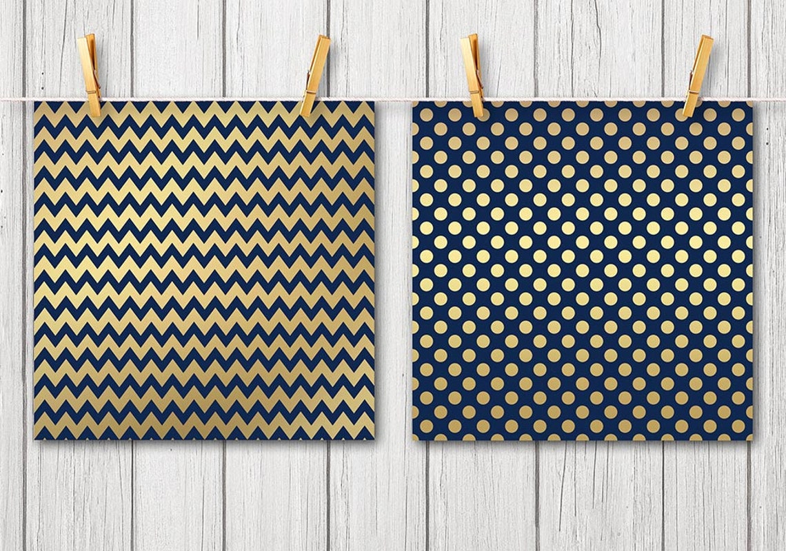 Navy Blue & Gold Digital Scrapbook Paper Pack, Masculine Digital Papers ...