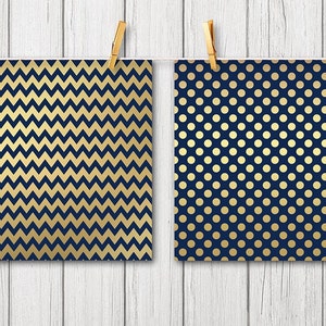 Navy Blue & Gold Digital Scrapbook Paper Pack, Masculine Digital Papers ...