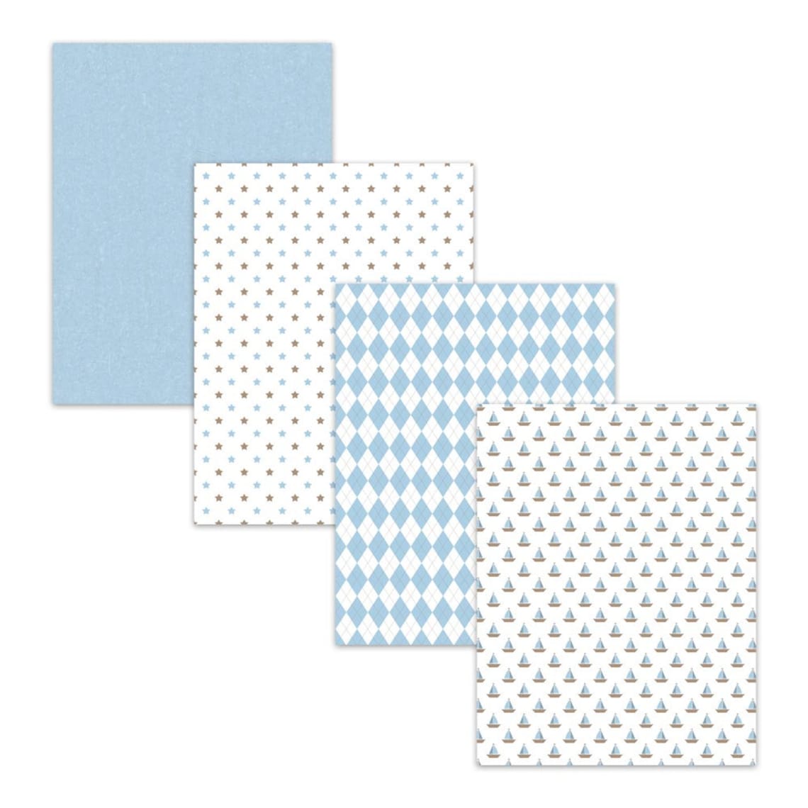 Baby Blue Digital Paper Pack With Teddy Bear & Plaid Patterns ...