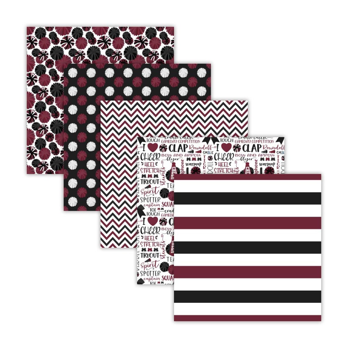 Seamless Cheerleading Digital Scrapbook Papers Maroon - Etsy
