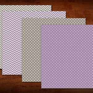 Lavender Floral Digital Paper Pack With Chevrons & Geometric Patterns ...
