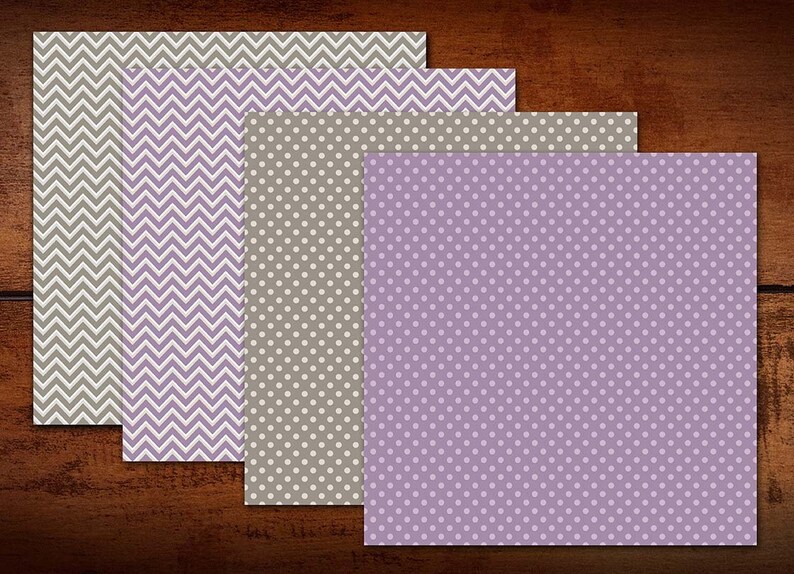 Lavender Floral Digital Paper Pack with Chevrons & Geometric | Etsy