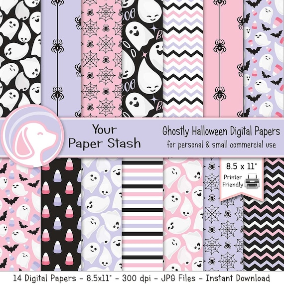 Printable Halloween Ghost Boo Digital Paper Pack Halloween - Etsy