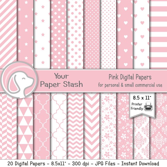 Pink Baby Girl Digital Scrapbook Papers Printable Pink | Etsy