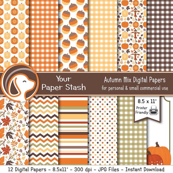 8.5x11 Autumn Digital Scrapbook Papers Halloween - Etsy