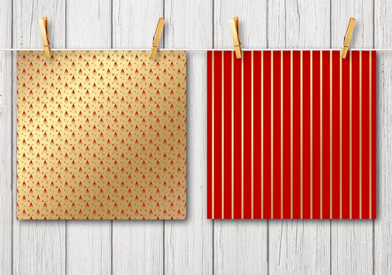 Red & Gold Christmas Digital Scrapbook Paper With Traditional | Etsy