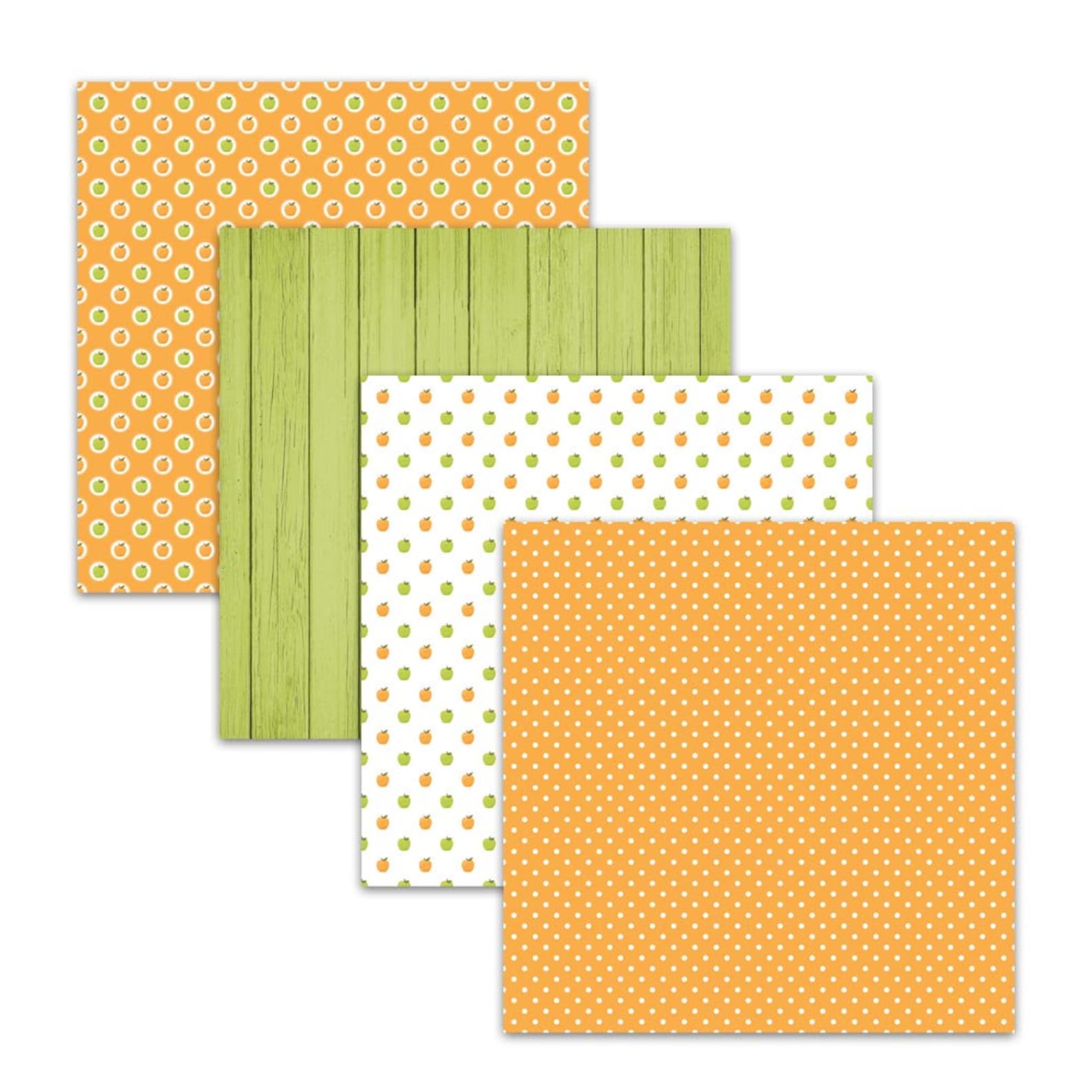 Apple Orchard Digital Paper Pack, Green & Orange Scrapbook Backgrounds ...