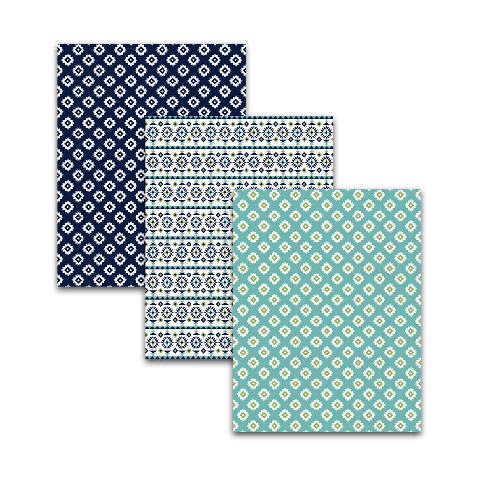 8.5x11" Blue and Lime Aztec Tribal Digital Scrapbook Papers and ...