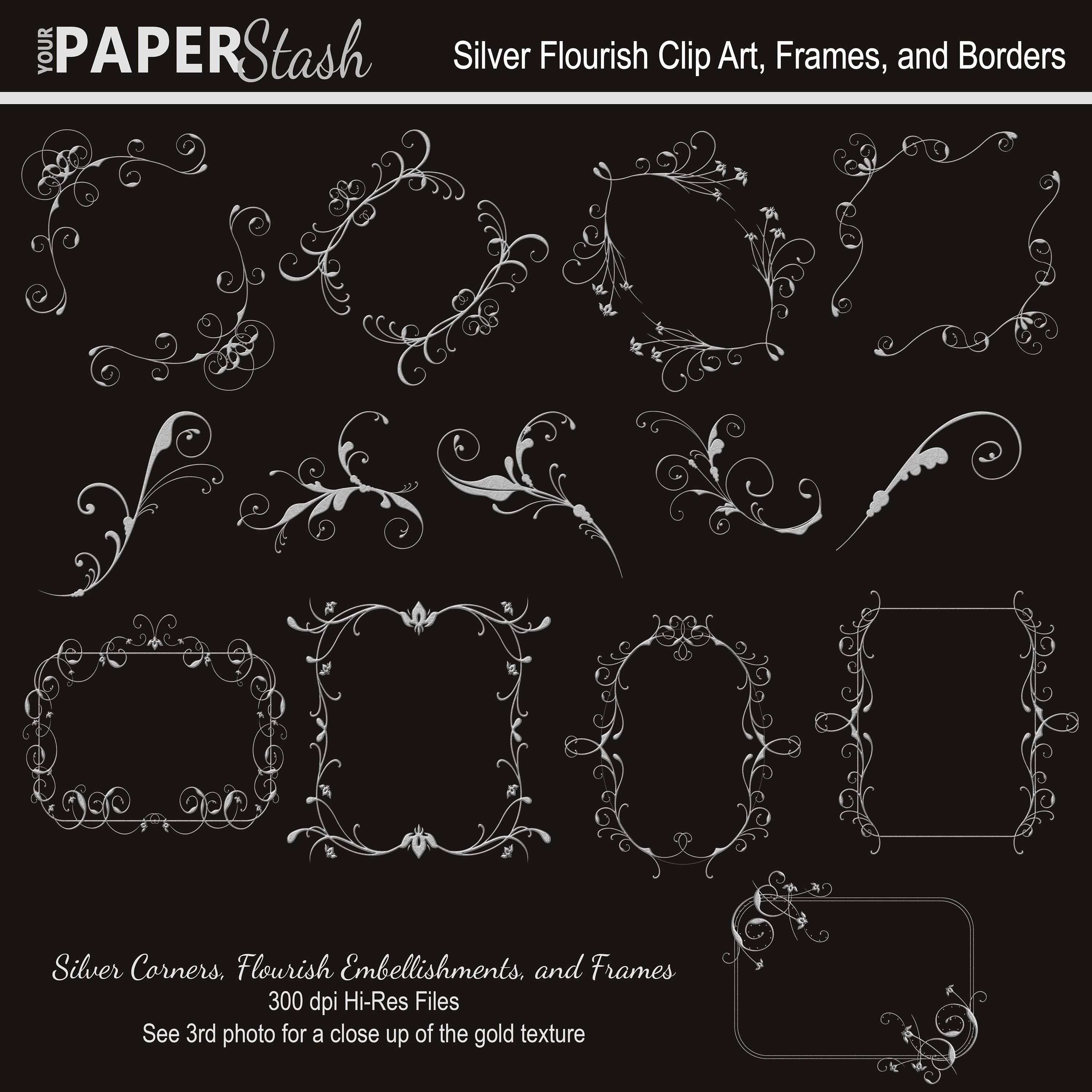 Silver Frame Digital Clip Art Silver Wedding Anniversary Clip - Etsy