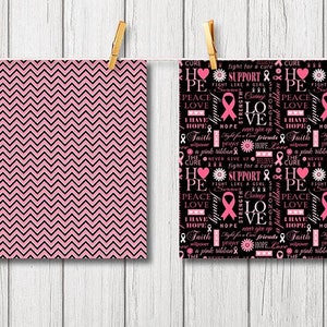 Pink Breast Cancer Awareness Digital Papers Backgrounds, Hope Ribbons ...