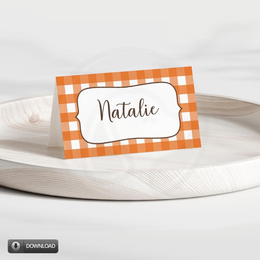 Printable Thanksgiving Buffalo Check Place Cards, Farmhouse Fall ...