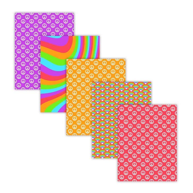 Printable Groovy Retro 60s Themed Digital Paper Pack Smiley - Etsy