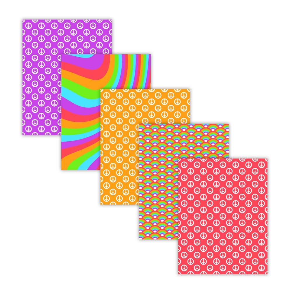 Groovy Retro Digital Paper Pack, 60s 70s Hippie Scrapbook Backgrounds ...