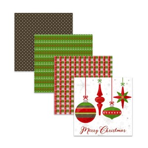 Traditional Christmas Digital Papers W/ Ornaments Garland Stripes ...