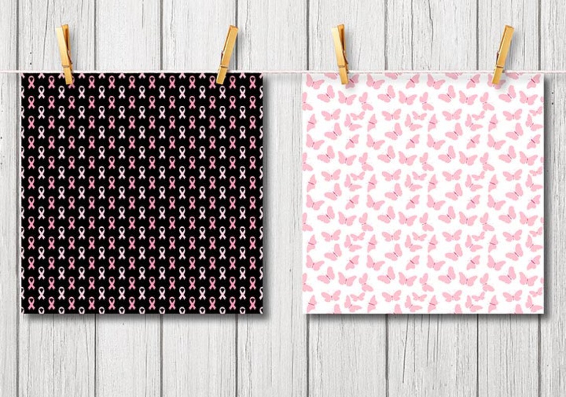 Pink Breast Cancer Awareness Digital Papers Backgrounds, Hope Ribbons ...