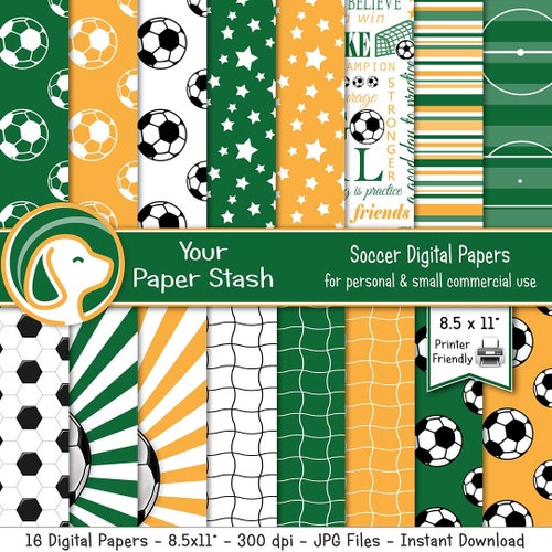 Soccer Digital Paper Soccer Backgrounds Soccer Scrapbook - Etsy