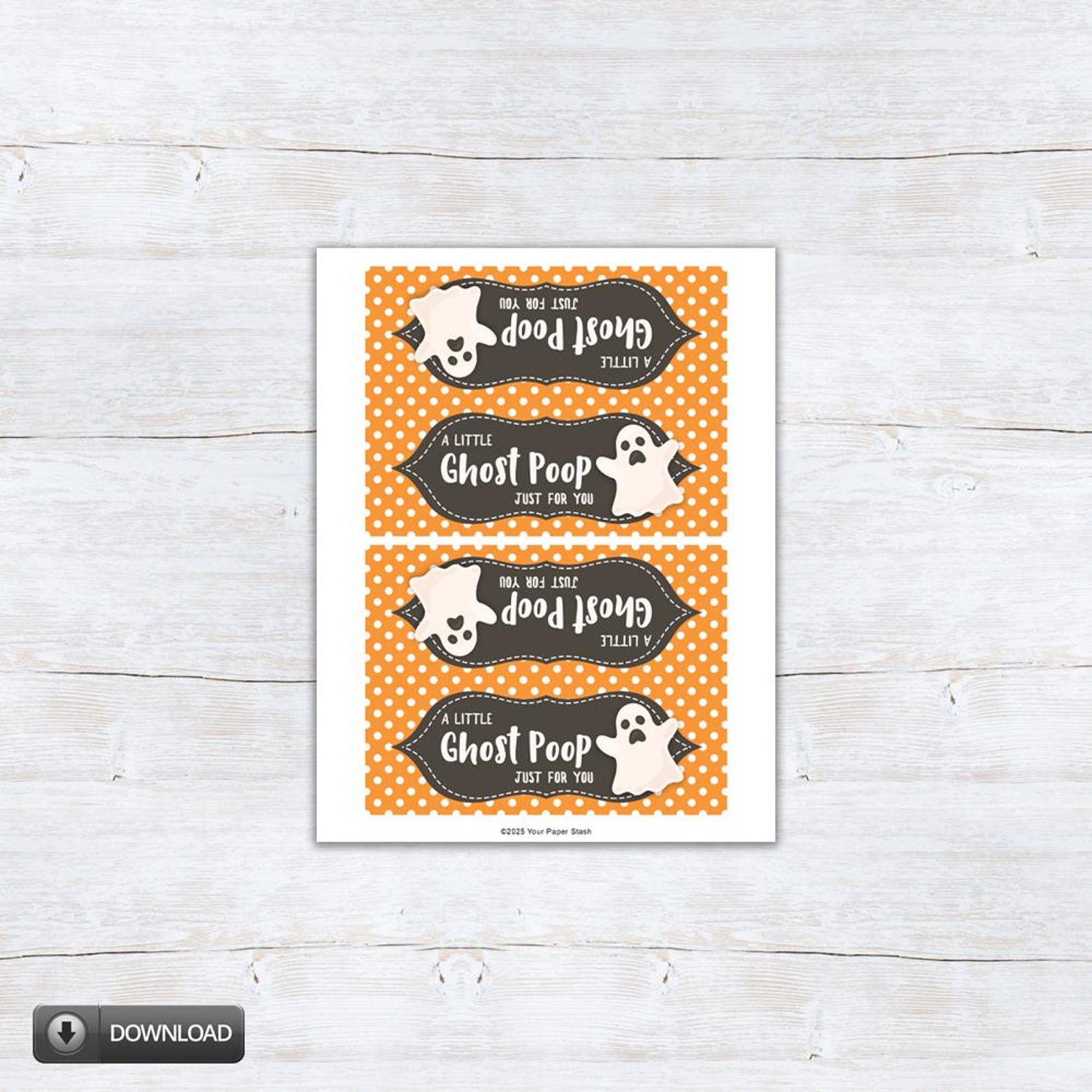 Halloween Ghost Poop Treat Bag Toppers, Halloween Candy Cookie Goody ...