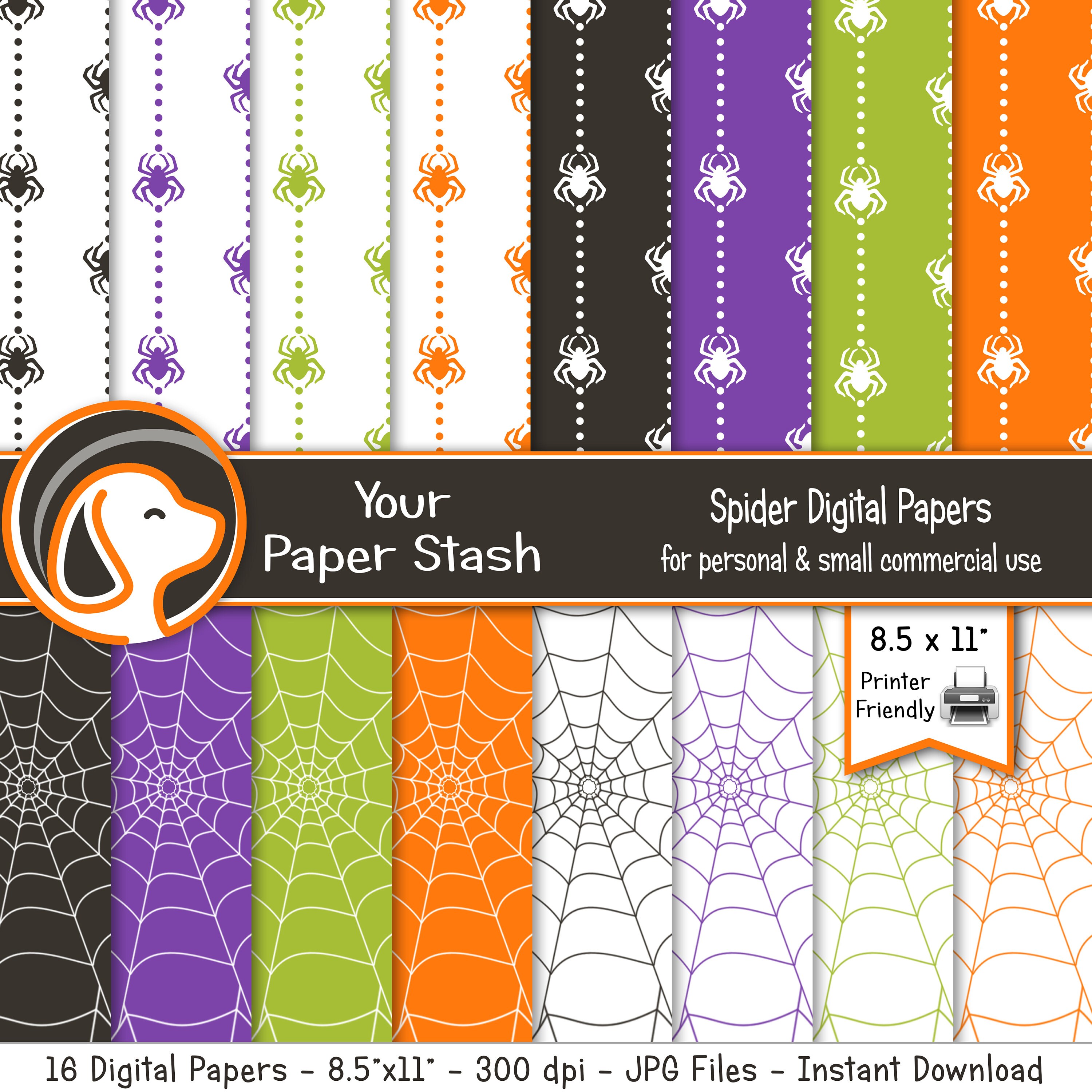 Printable Halloween Spider Web Digital Paper Pack, Spider Backgrounds ...